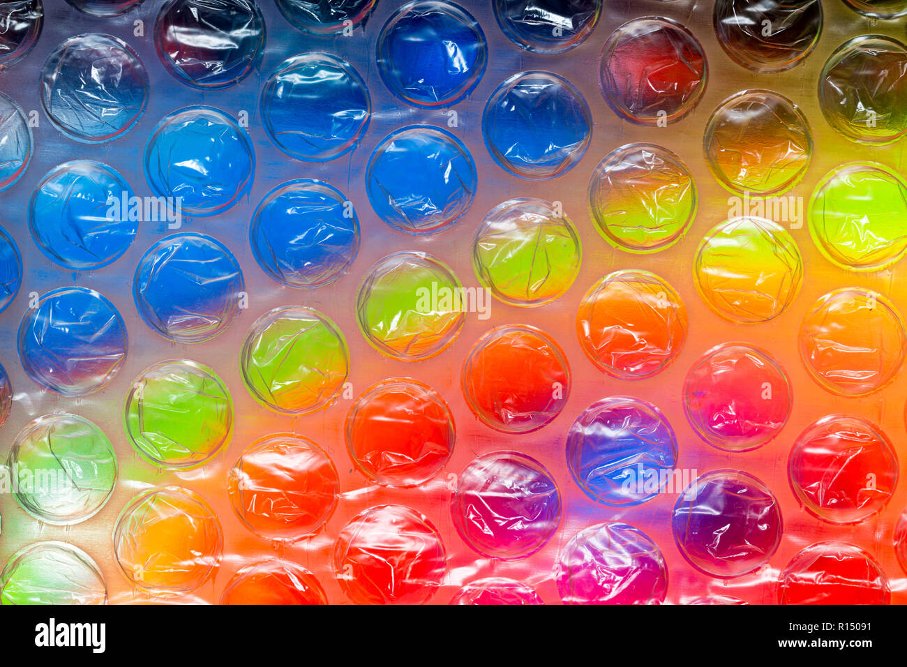 Abstract close up bubble wrap sheet with colourful background Stock ...