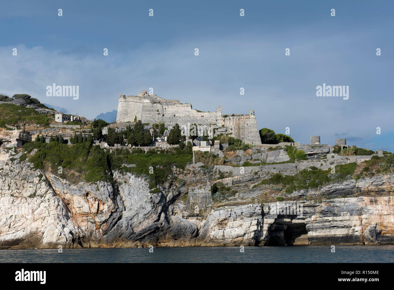 Doria Castle in Porto Venere, a fishing village on the Ligurian Coast ...