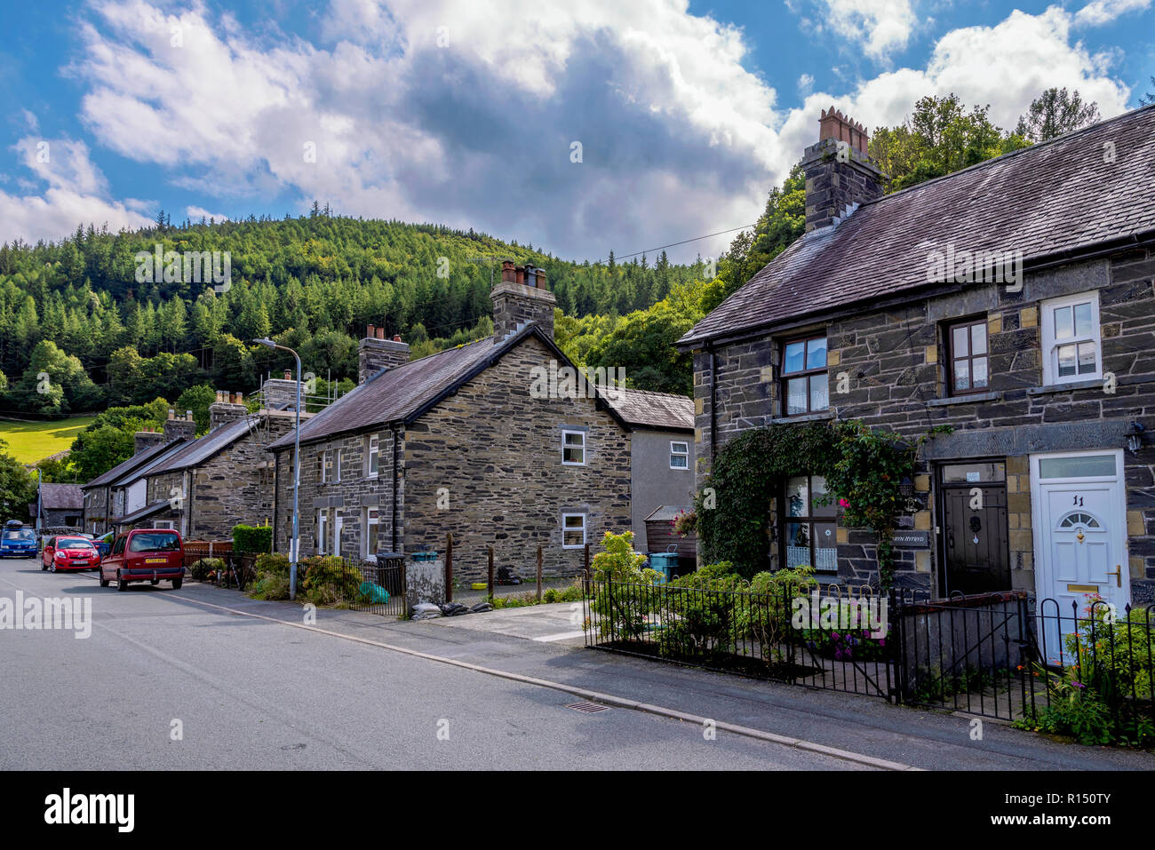 SNOWDONIA, UNITED KINGDOM - SEPTEMBER 04: Village street with ...