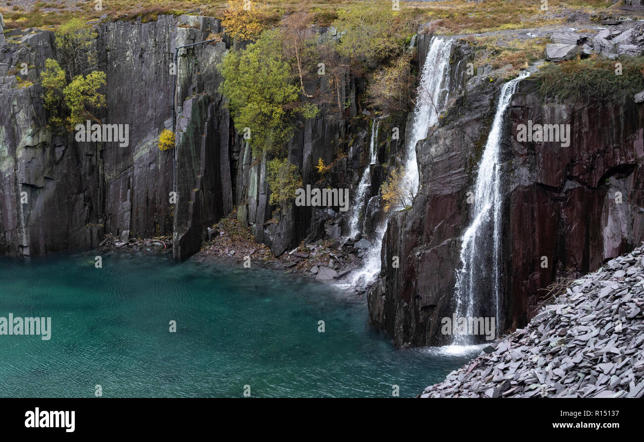 Dinorwig Quarry Waterfalls Stock Photo - Alamy
