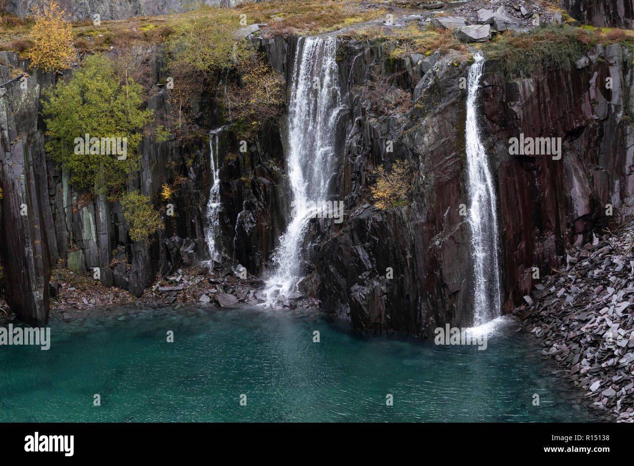 Dinorwig Quarry Waterfalls Stock Photo - Alamy