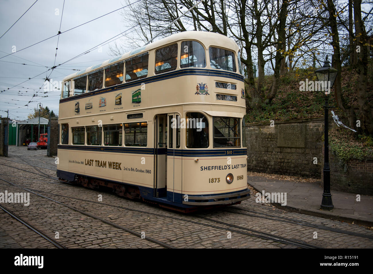 Sheffields Last Tram proudly on route at Crich Tramway Village ...