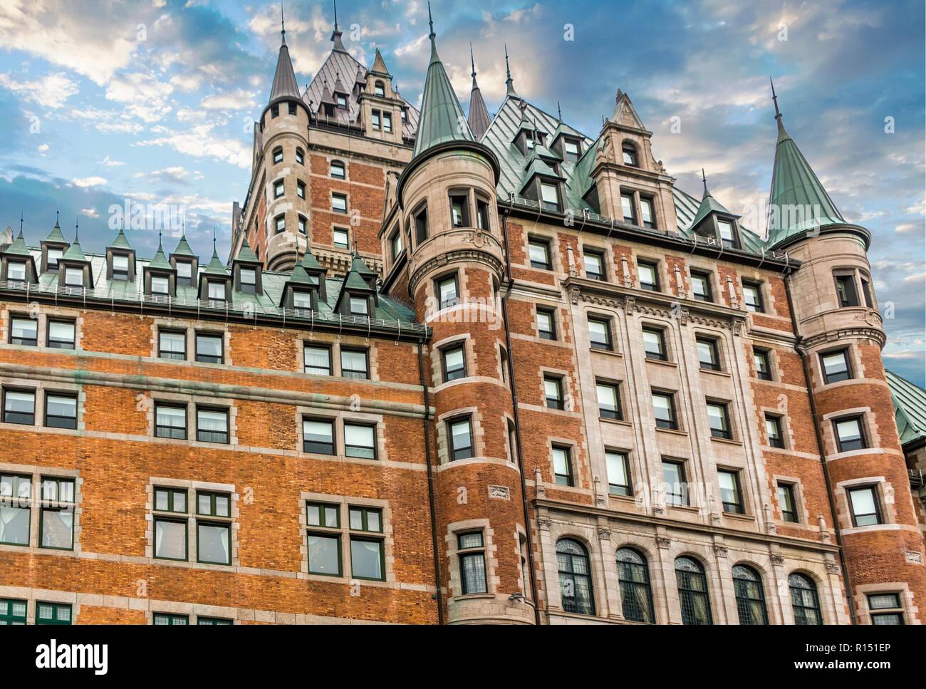 A classic old brick hotel in Quebec City, Quebec, Canada Stock Photo ...
