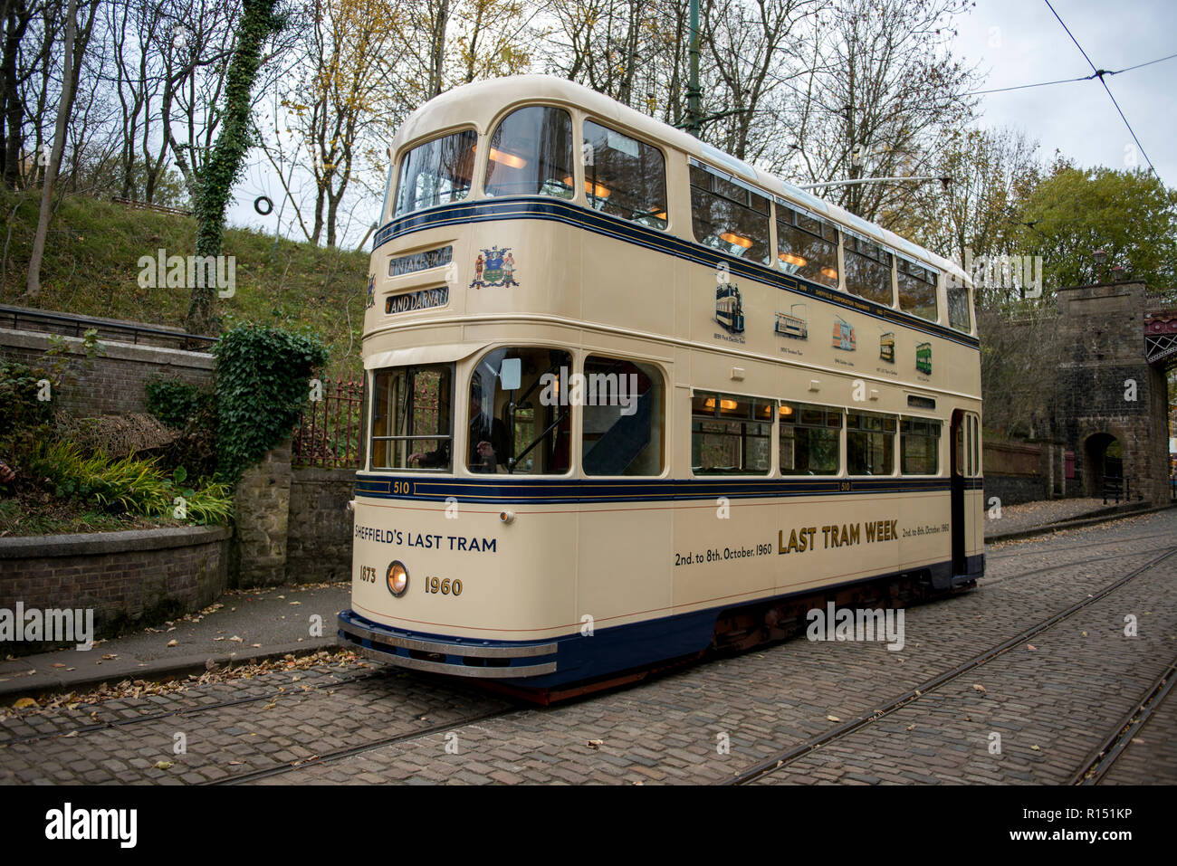 Sheffields Last Tram proudly on route at Crich Tramway Village ...