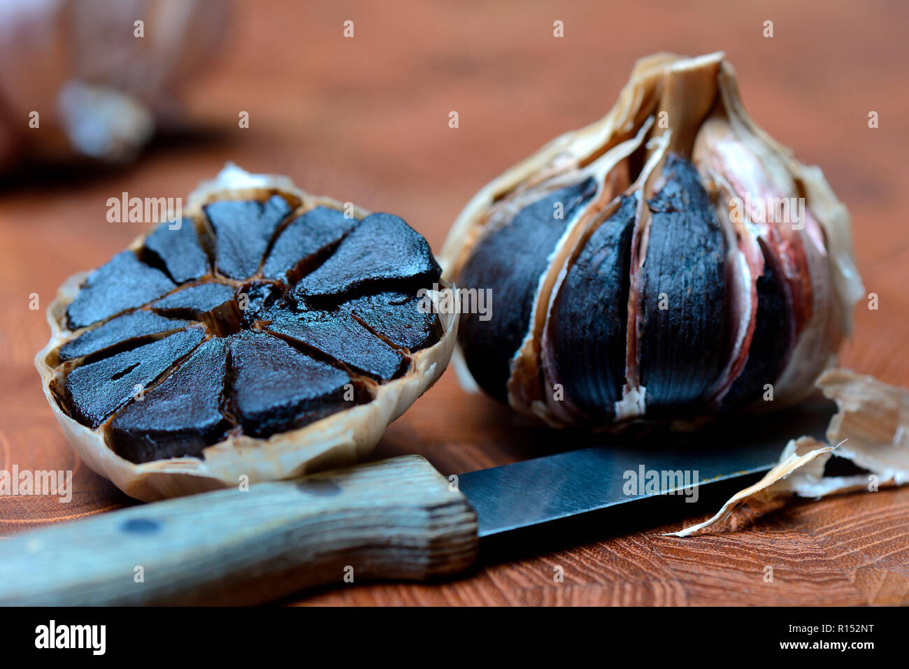 Black Garlic, Allium sativum Stock Photo - Alamy