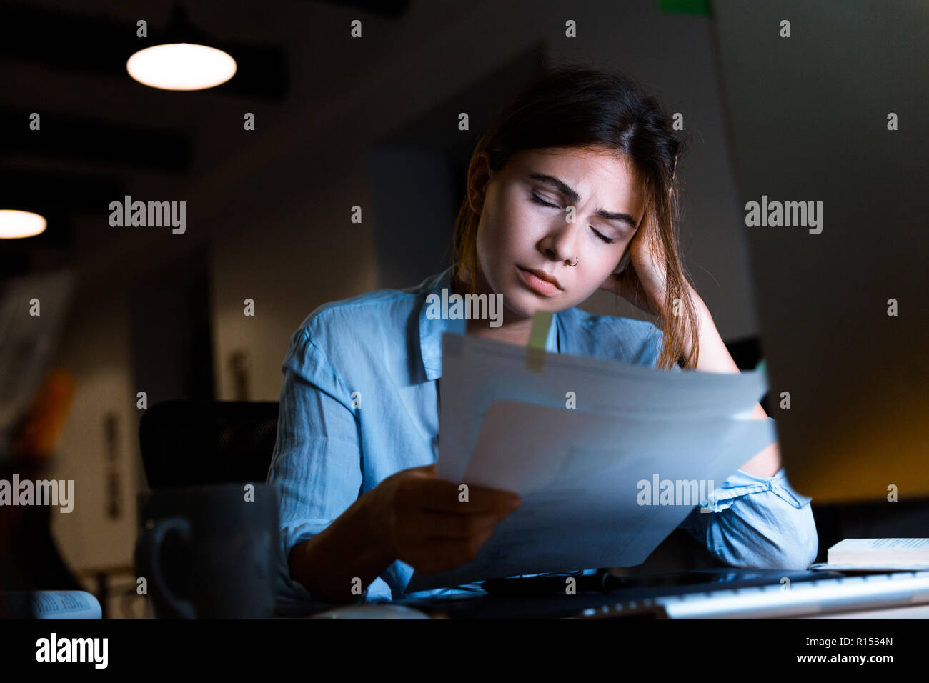 Image of beautiful young woman graphic designer using pc computer ...