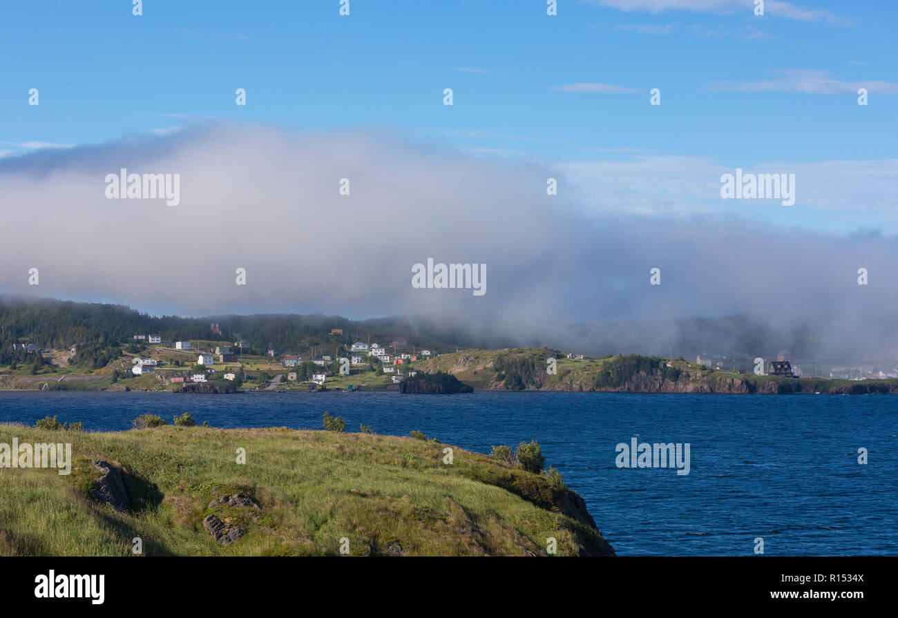 TRINITY, NEWFOUNDLAND, CANADA - Fog in small coastal town of Trinity ...