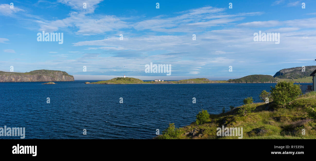TRINITY, NEWFOUNDLAND, CANADA - Trinity Bay, and Fort Point lighthouse ...