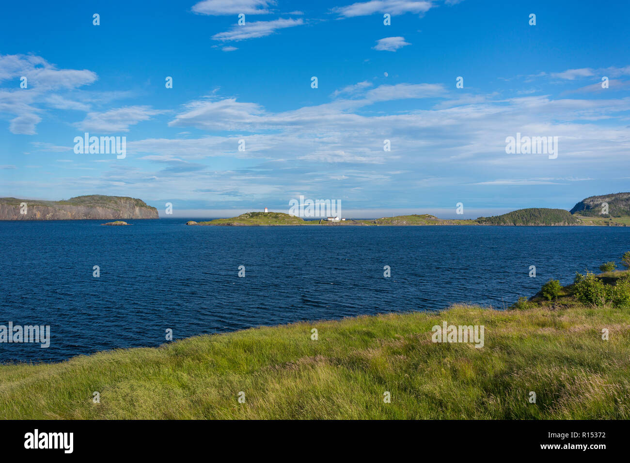 TRINITY, NEWFOUNDLAND, CANADA - Trinity Bay, and Fort Point lighthouse ...