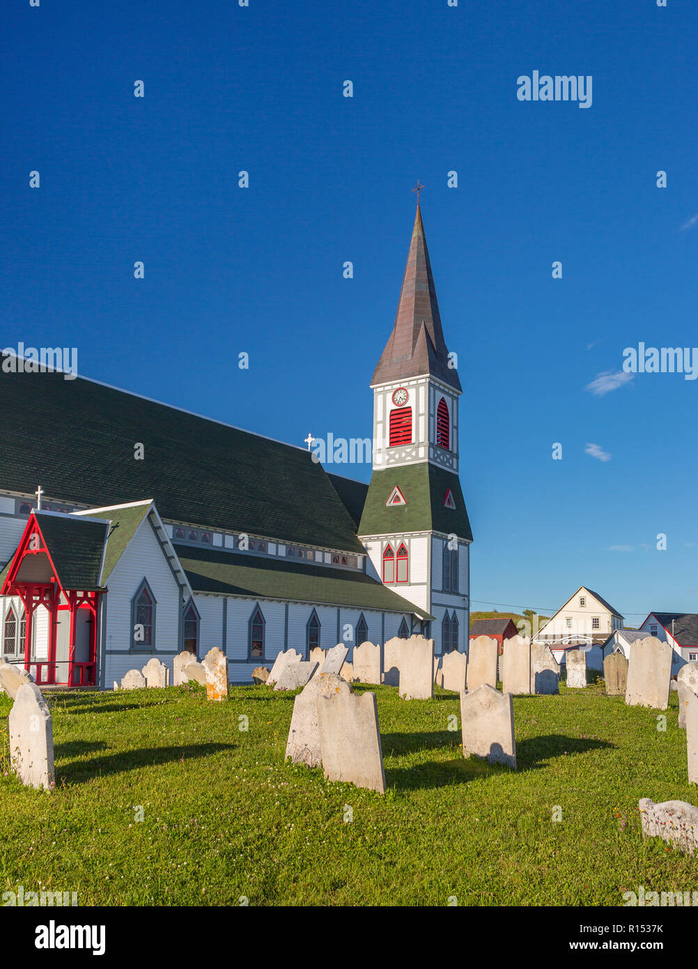 TRINITY, NEWFOUNDLAND, CANADA - St. Paul's church and cemetery in ...