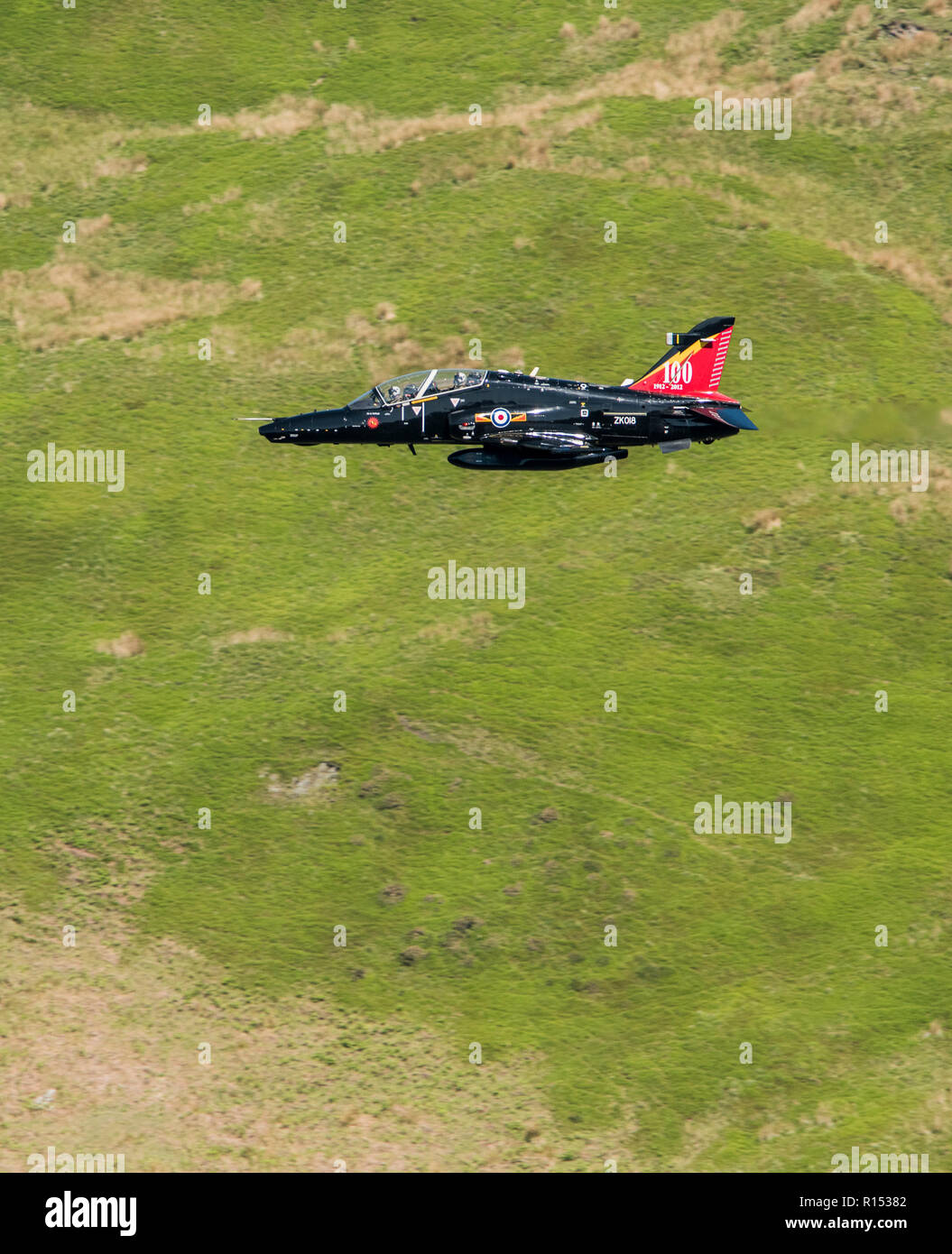 RAF HawkT1 fighter jet training in the Mac Loop area of Machynlleth Mid ...