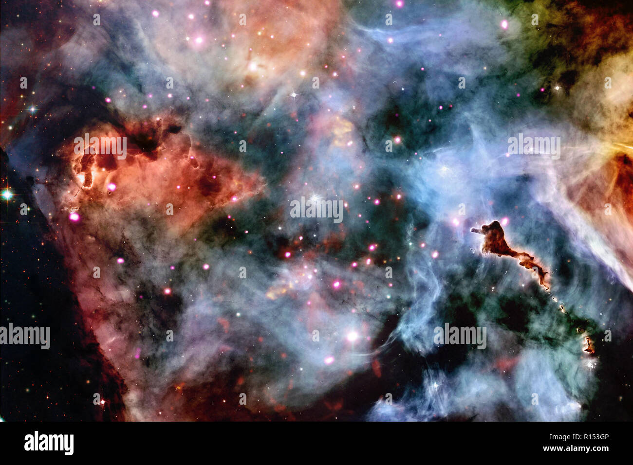 Cosmic landscape, colorful science fiction wallpaper with endless outer ...