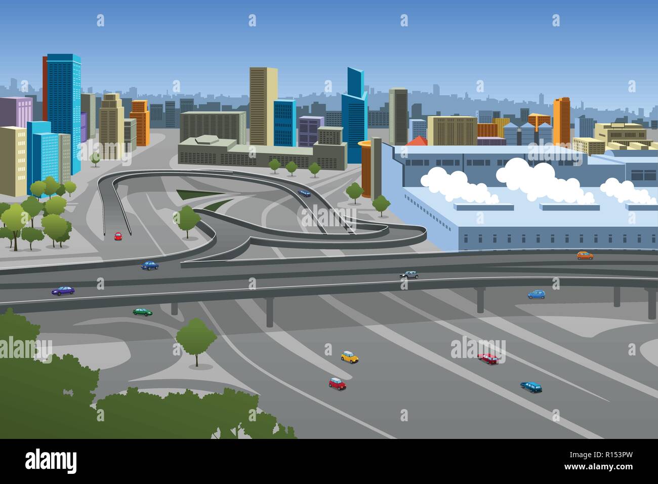 Highway cars aerial Stock Vector Images - Alamy