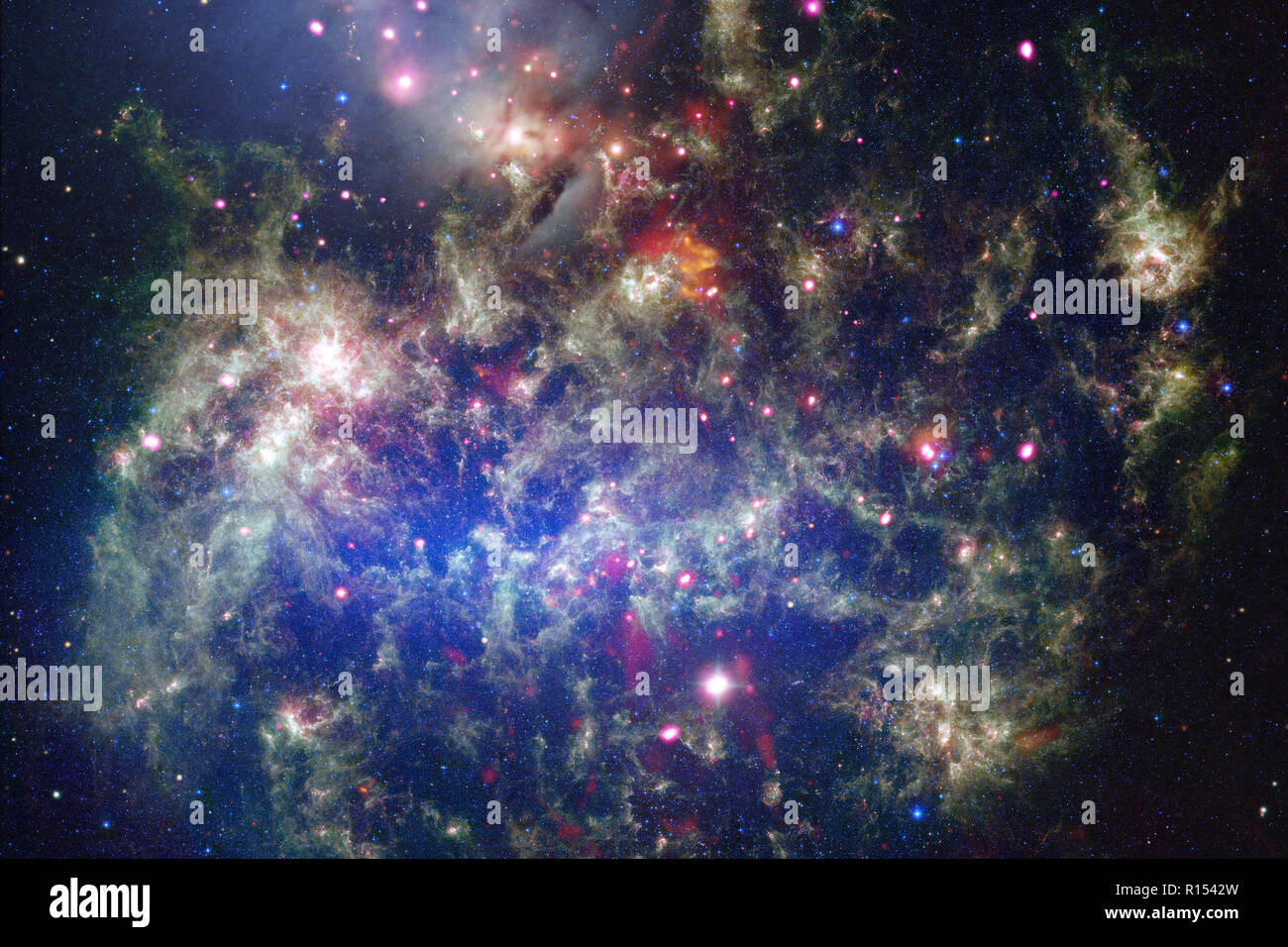 Nebulae and stars in outer space, glowing mysterious universe. Elements ...