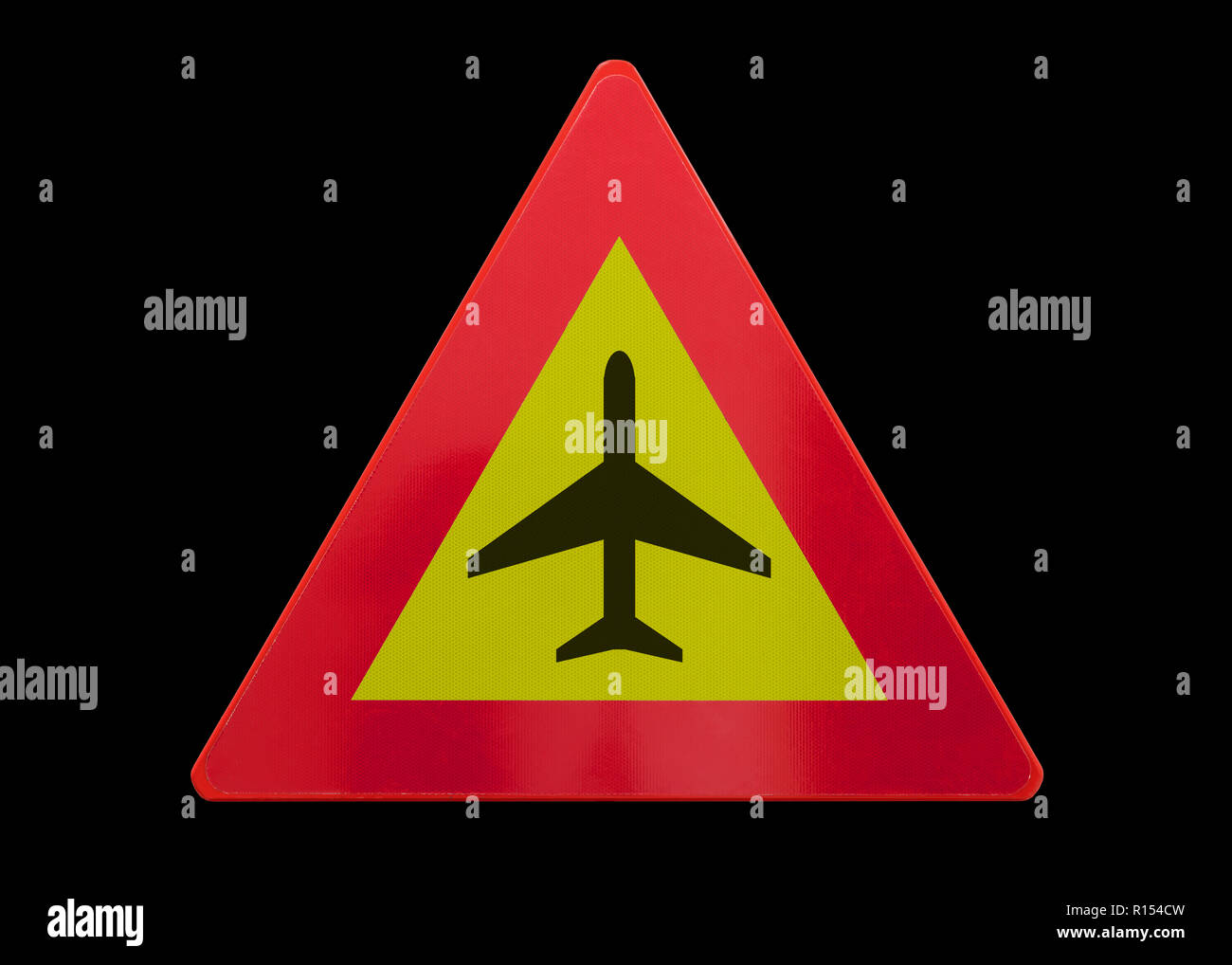Traffic sign isolated - Airplanes - Isolated on black Stock Photo - Alamy