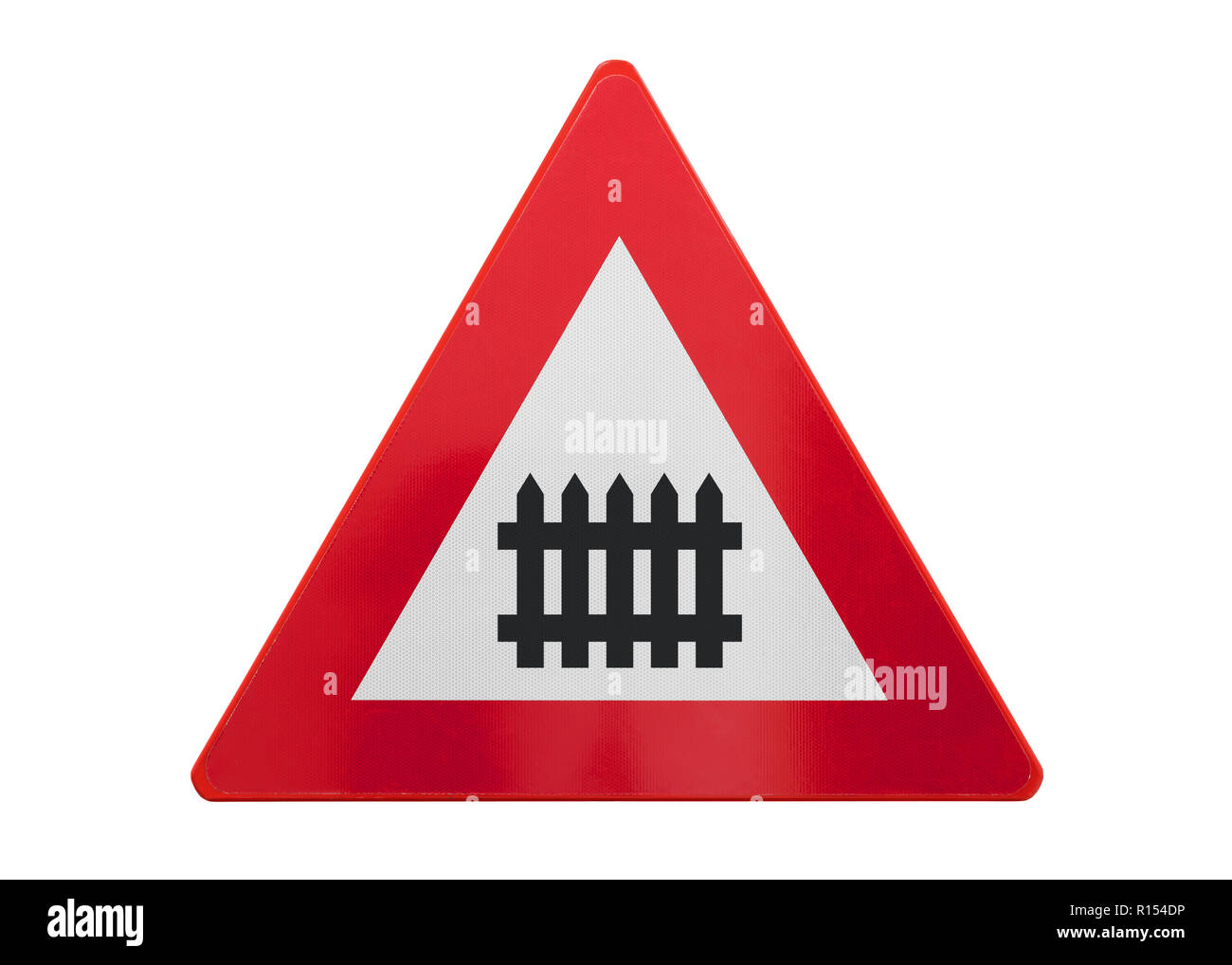 Traffic sign isolated - Railroad crossing - On white Stock Photo - Alamy