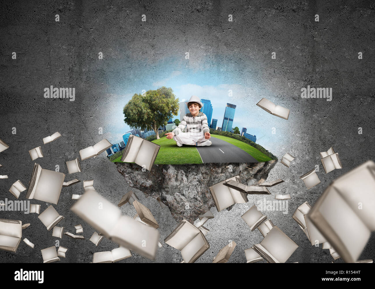 Little boy keeping mind conscious Stock Photo - Alamy