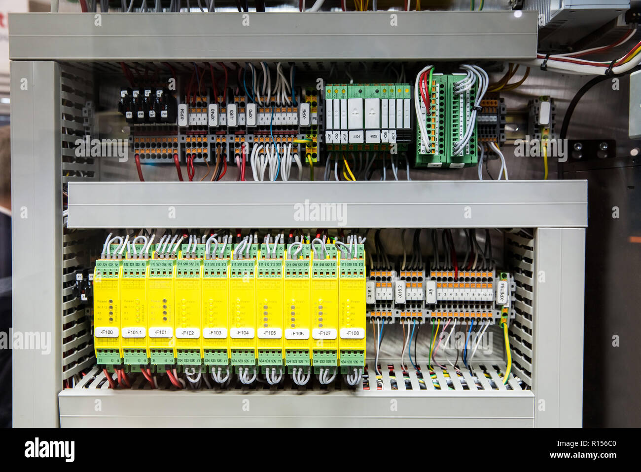 Safety relay modules close up view Stock Photo - Alamy