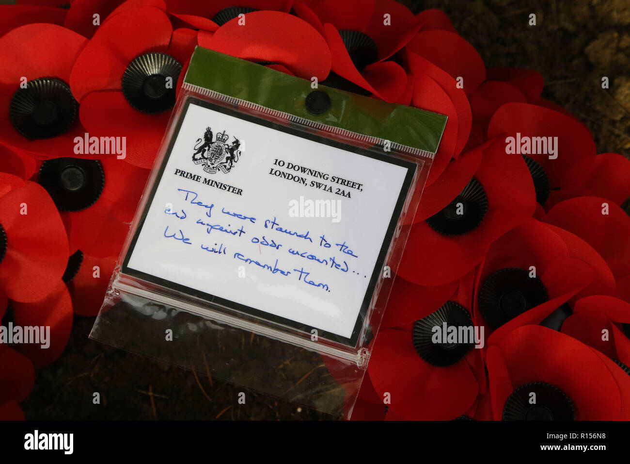 The message on a wreath that Prime Minister Theresa May placed at the ...