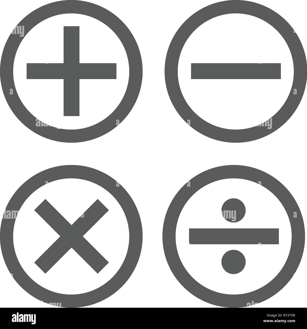 Calculator icon set in circle vector simple isolated on white ...