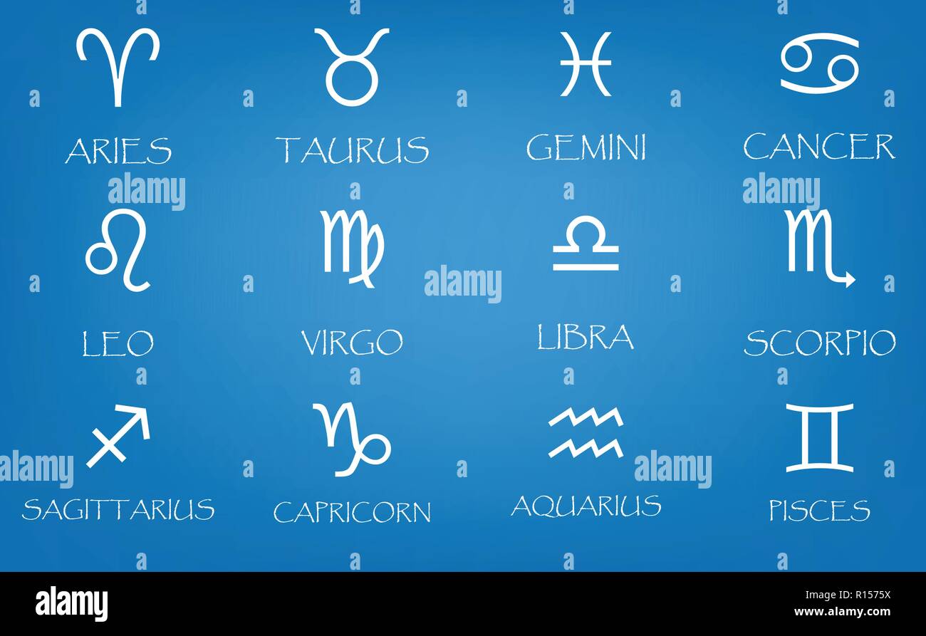 New zodiac signs icons set. Vector simple illustration of white zodiac ...