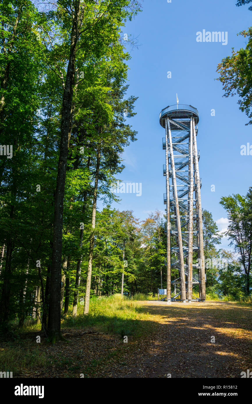 Germany, Tall tower building Urenkopfturm of Haslach in Kinzig valley ...