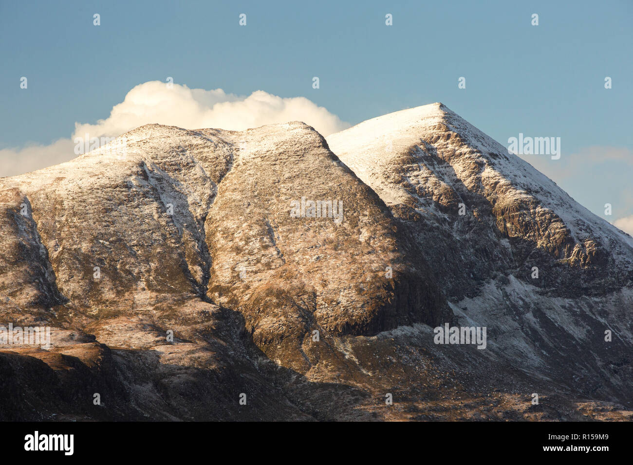 Ben More Coigach in Assynt with fresh Autumn snowfall, Scotland, UK ...