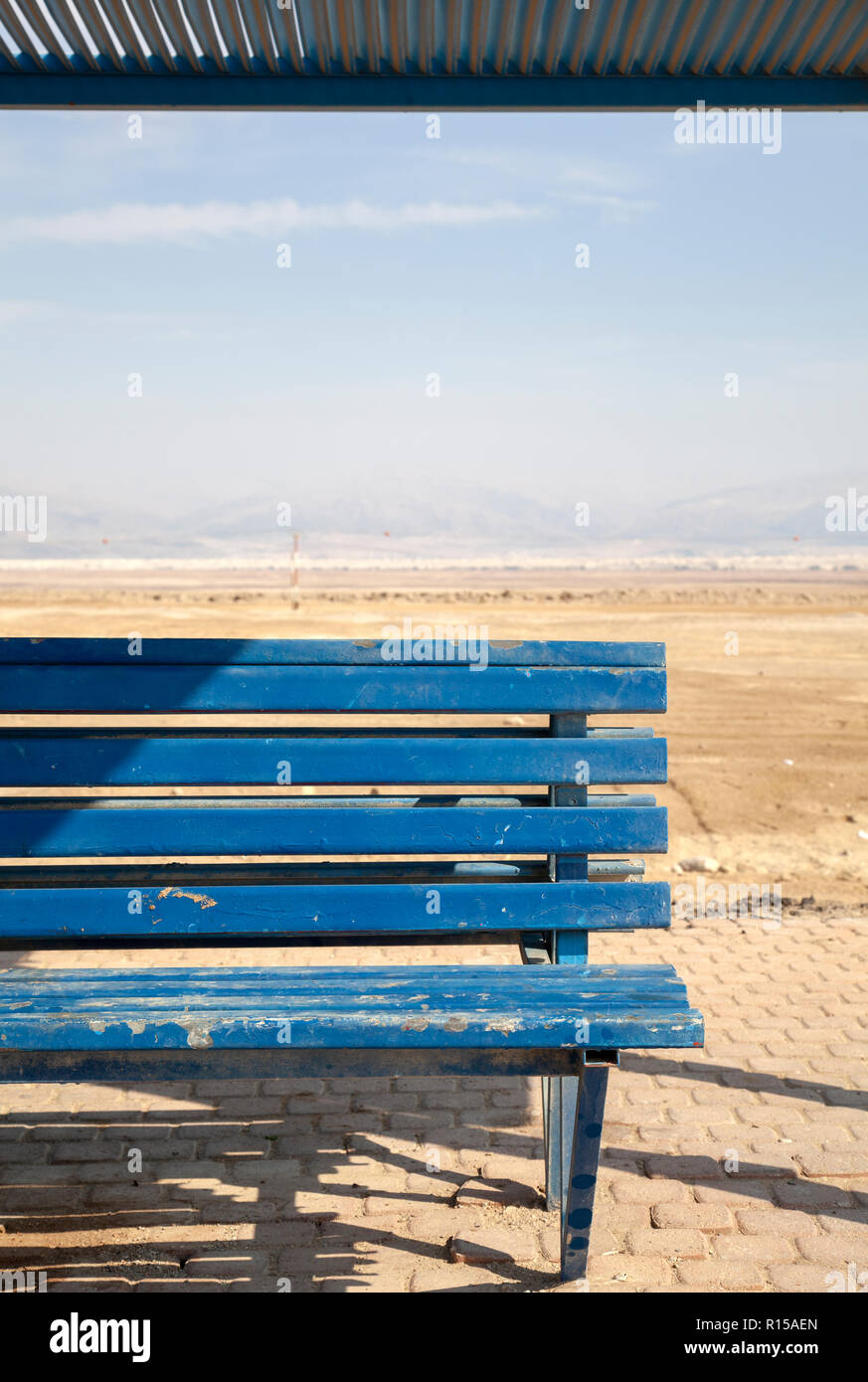 Bus Stop Bench in Judean Desert in Dead Sea Region of Israel Stock ...