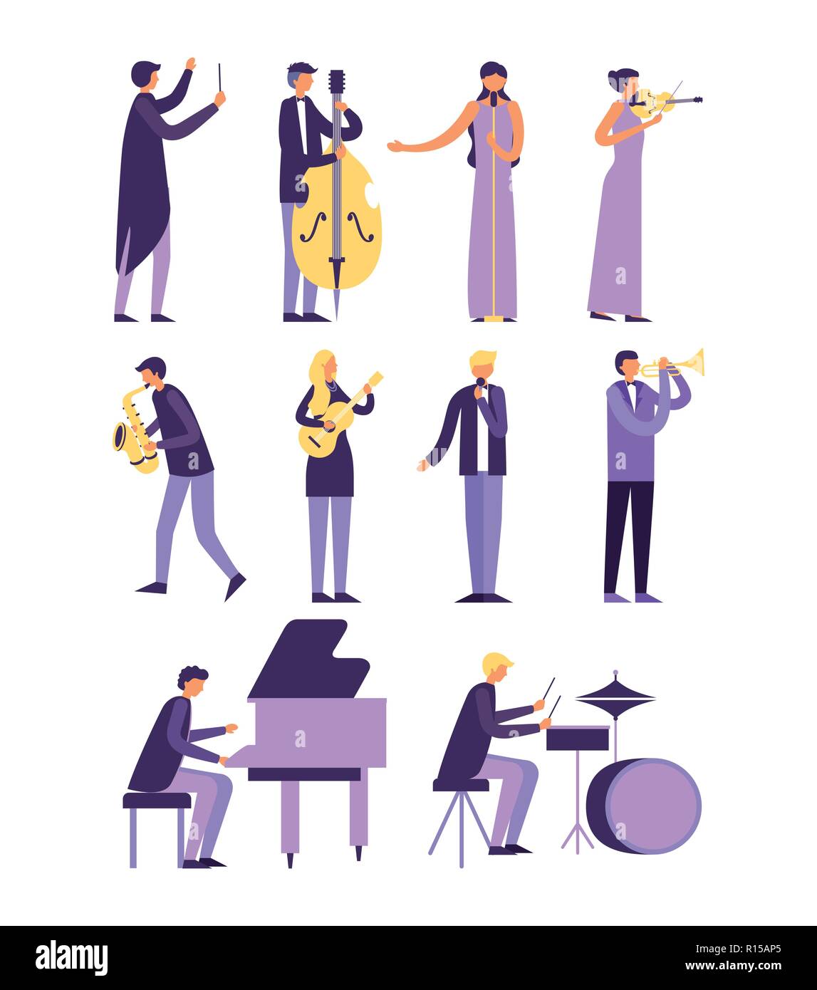 people playing music instruments passion vector illustration Stock ...