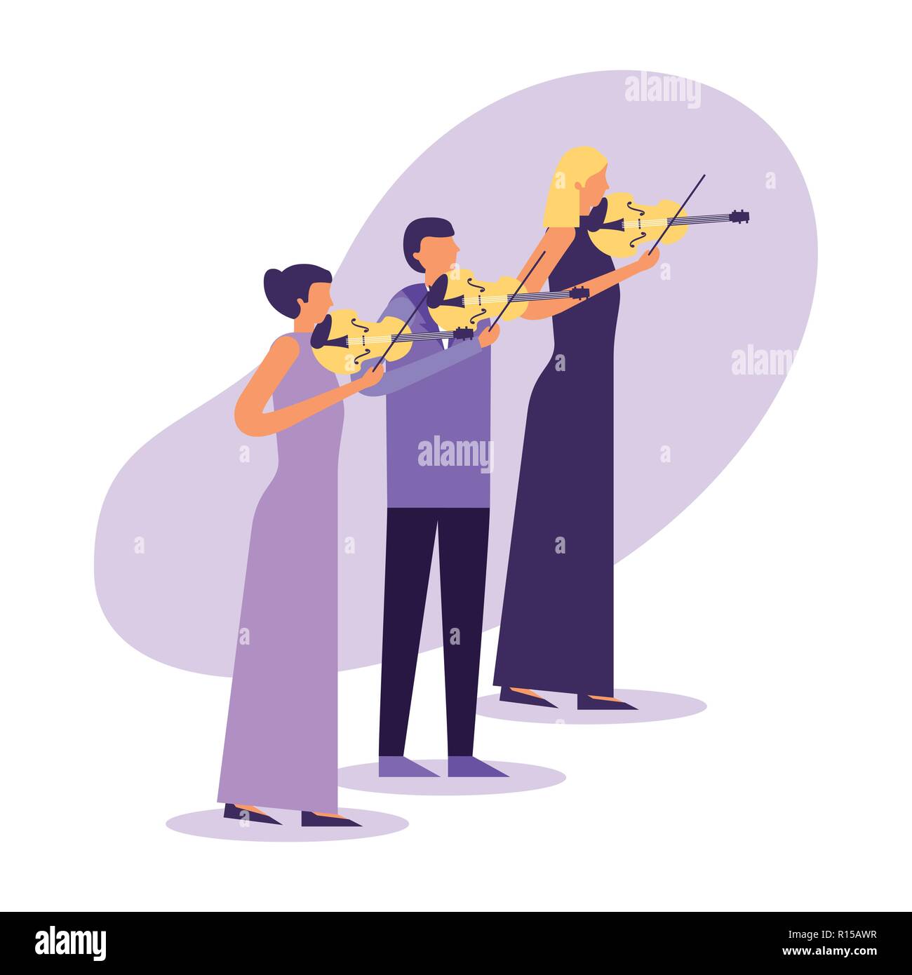 women playing music instruments elegant vector illustration Stock ...