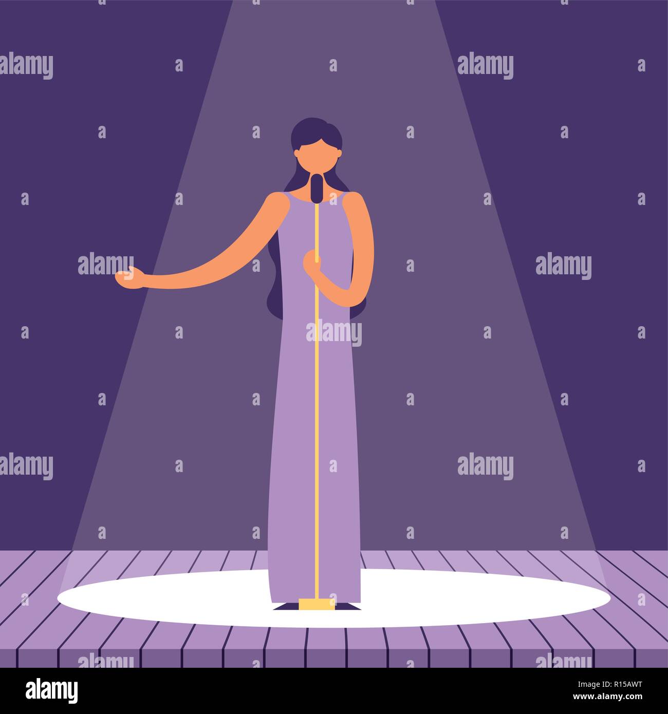 music instrument woman singing presentation vector illustration Stock ...