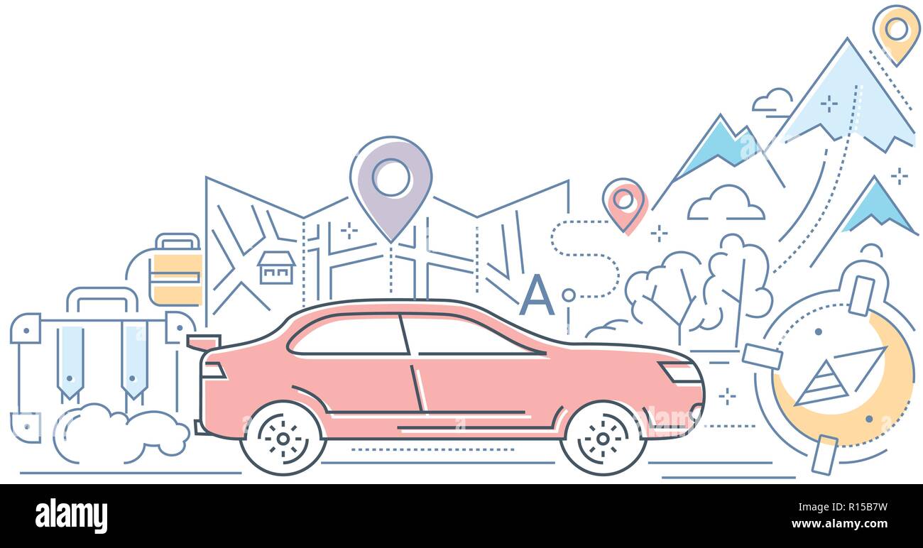 Navigation - modern line design style vector illustration Stock Vector ...