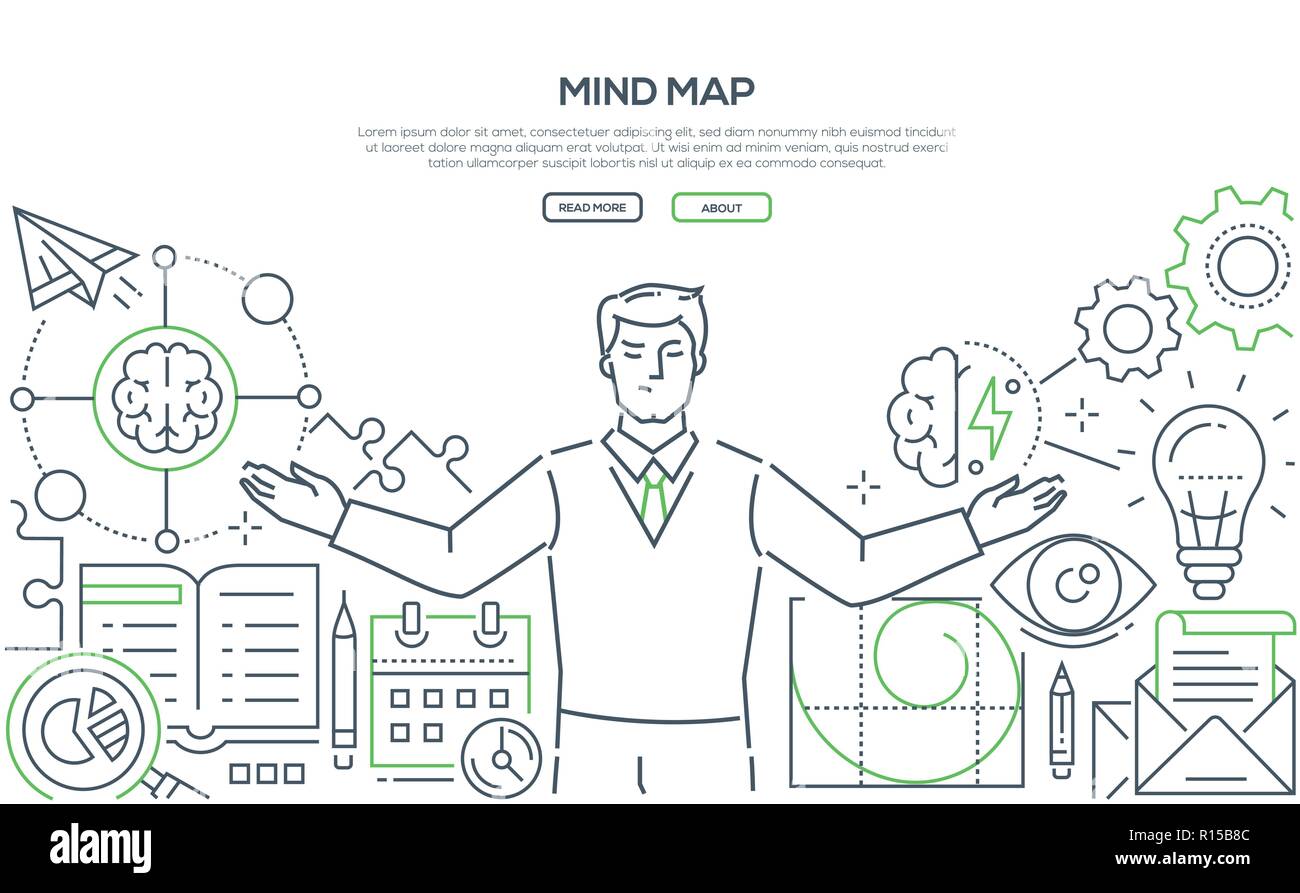 Mind map - modern line design style web banner Stock Vector Image & Art ...