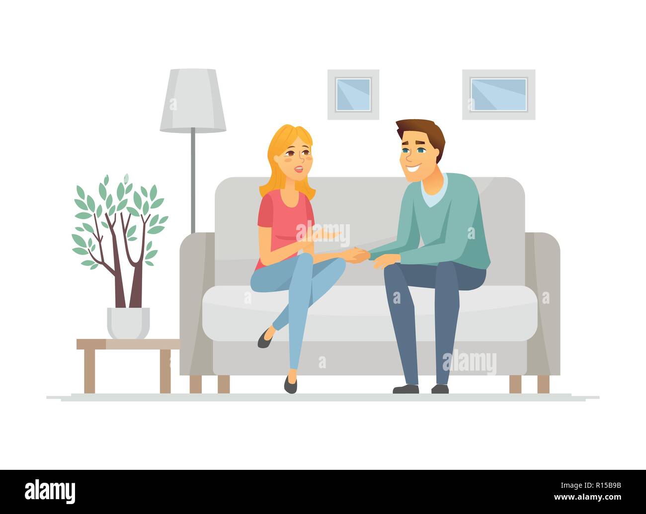 Young family talking - cartoon people characters illustration Stock ...