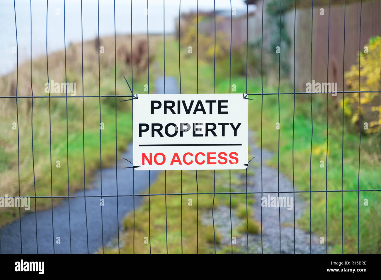 Private property no access sign in country rural area Stock Photo - Alamy