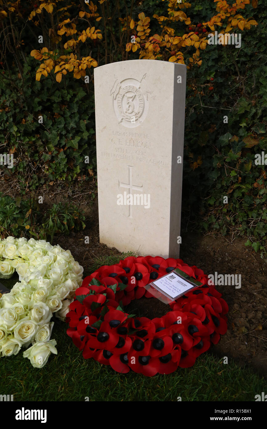 The wreaths placed on the grave of George Ellison, the last British ...
