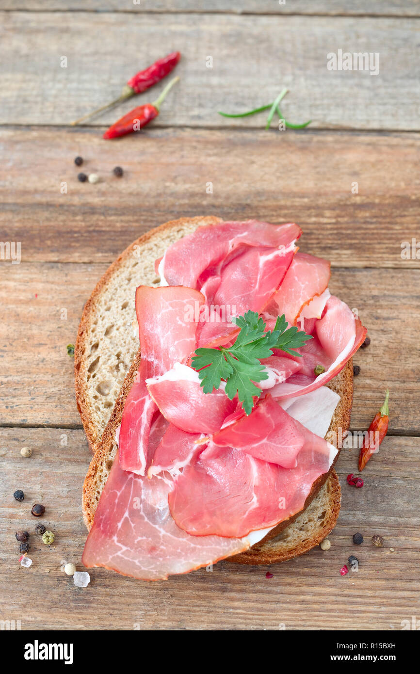 Raw ham sandwich Stock Photo - Alamy