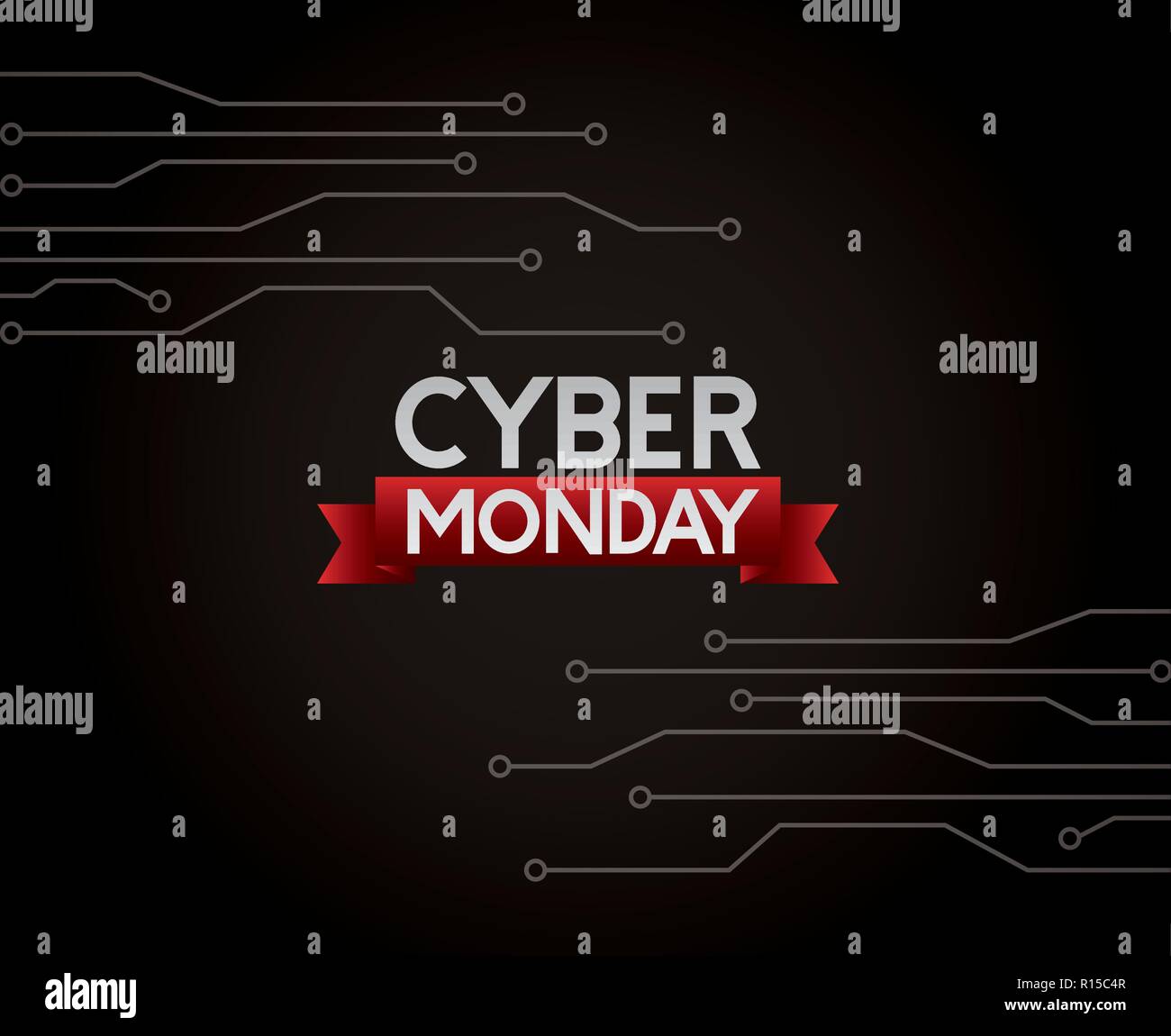 cyber monday ribbon sign circuit background vector illustration Stock ...