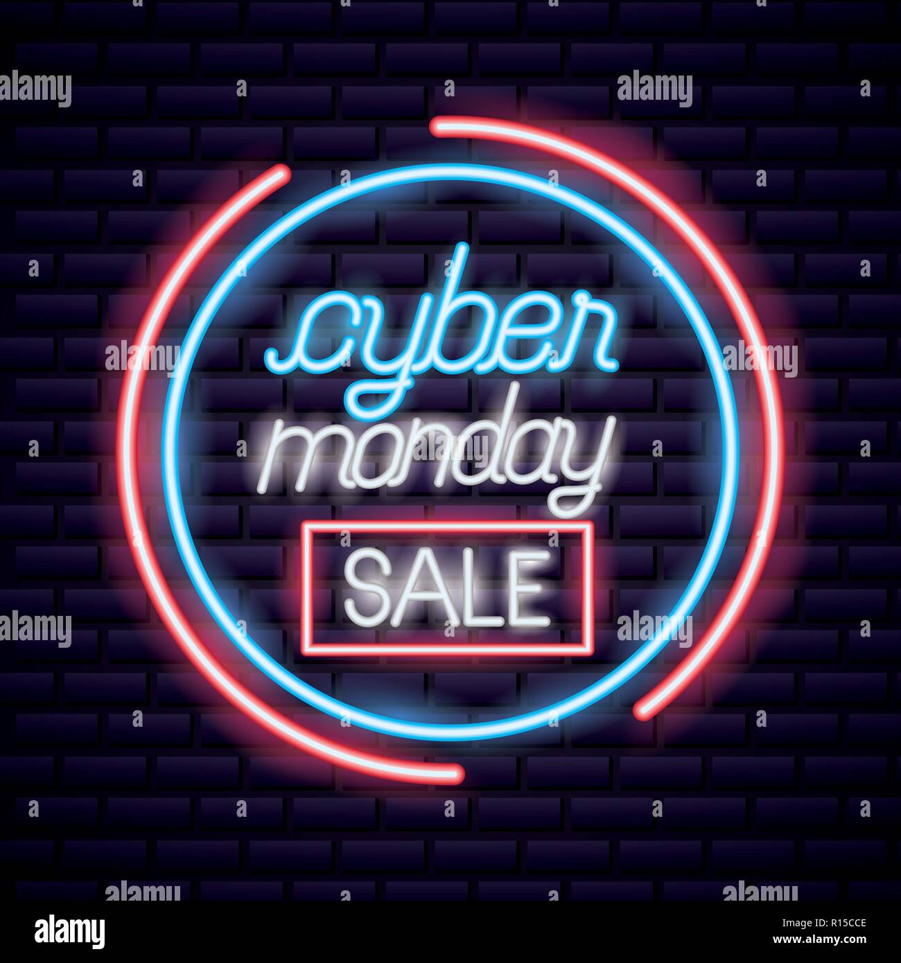 cyber monday red sign neon circle style vector illustration Stock ...