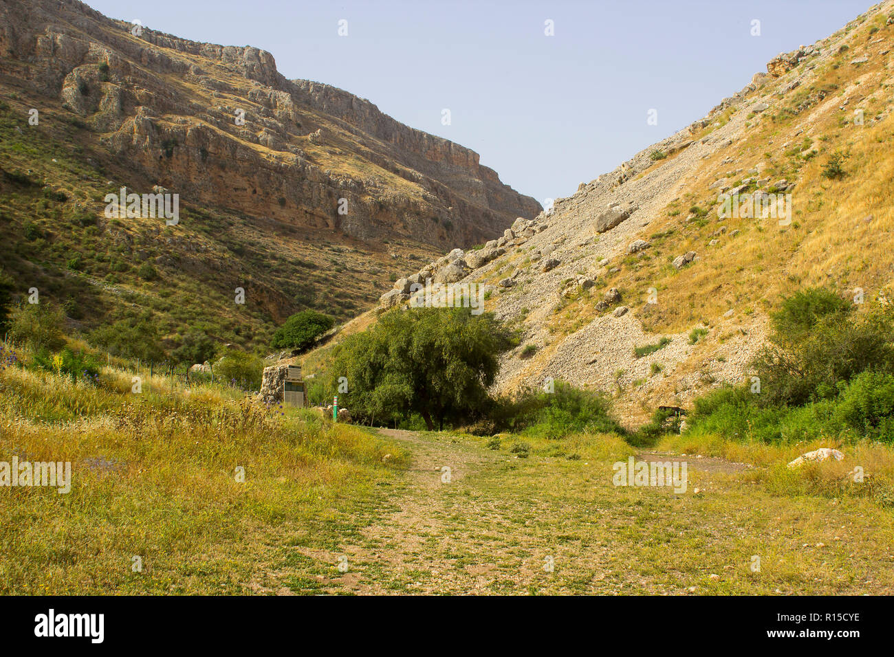 The Valley of The Doves in the Arbel nature Reserve in Israel. This is ...