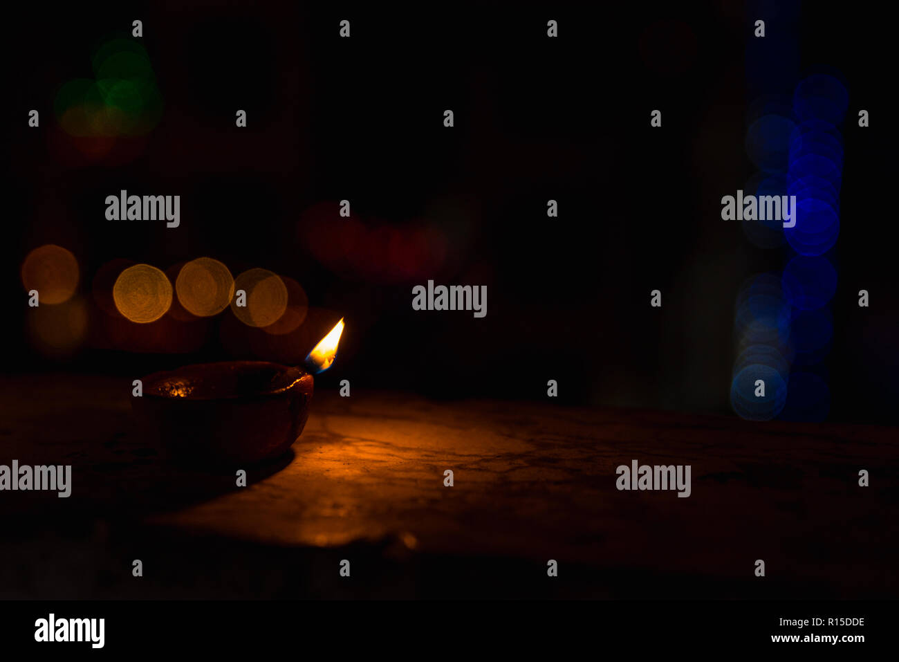Diwali light using traditional diwa made of earth soil in bokeh Stock ...