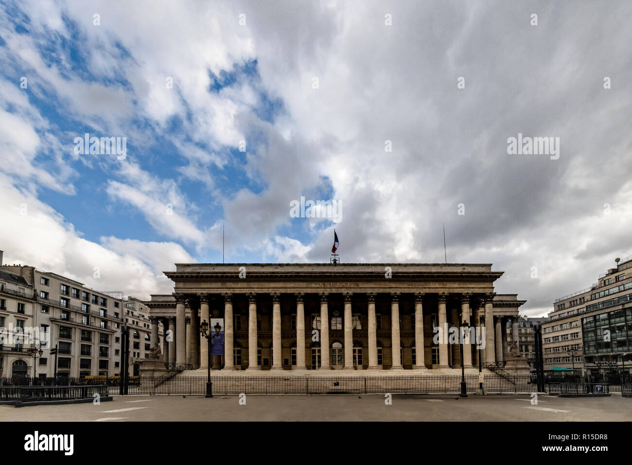 Global outdoor view of the former Paris Stock Exchange massive building ...