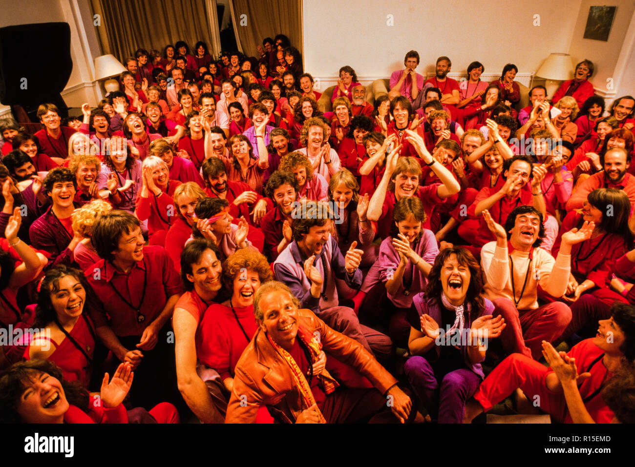 Sunday night meeting of followers of the Bhagwan Shree Rajneesh ...