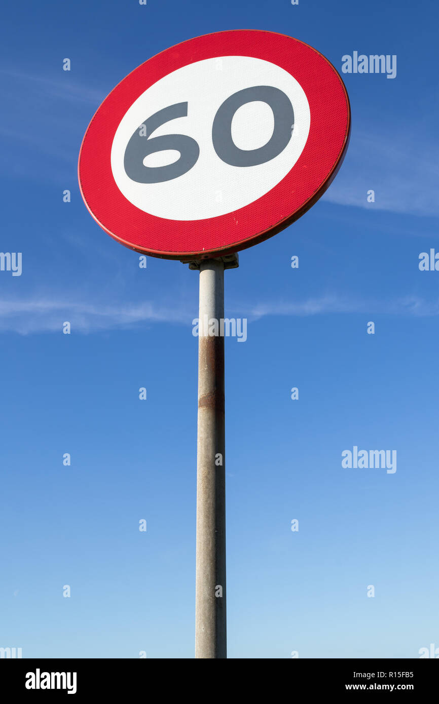 Dutch road sign: speed limit 60 km/h Stock Photo - Alamy