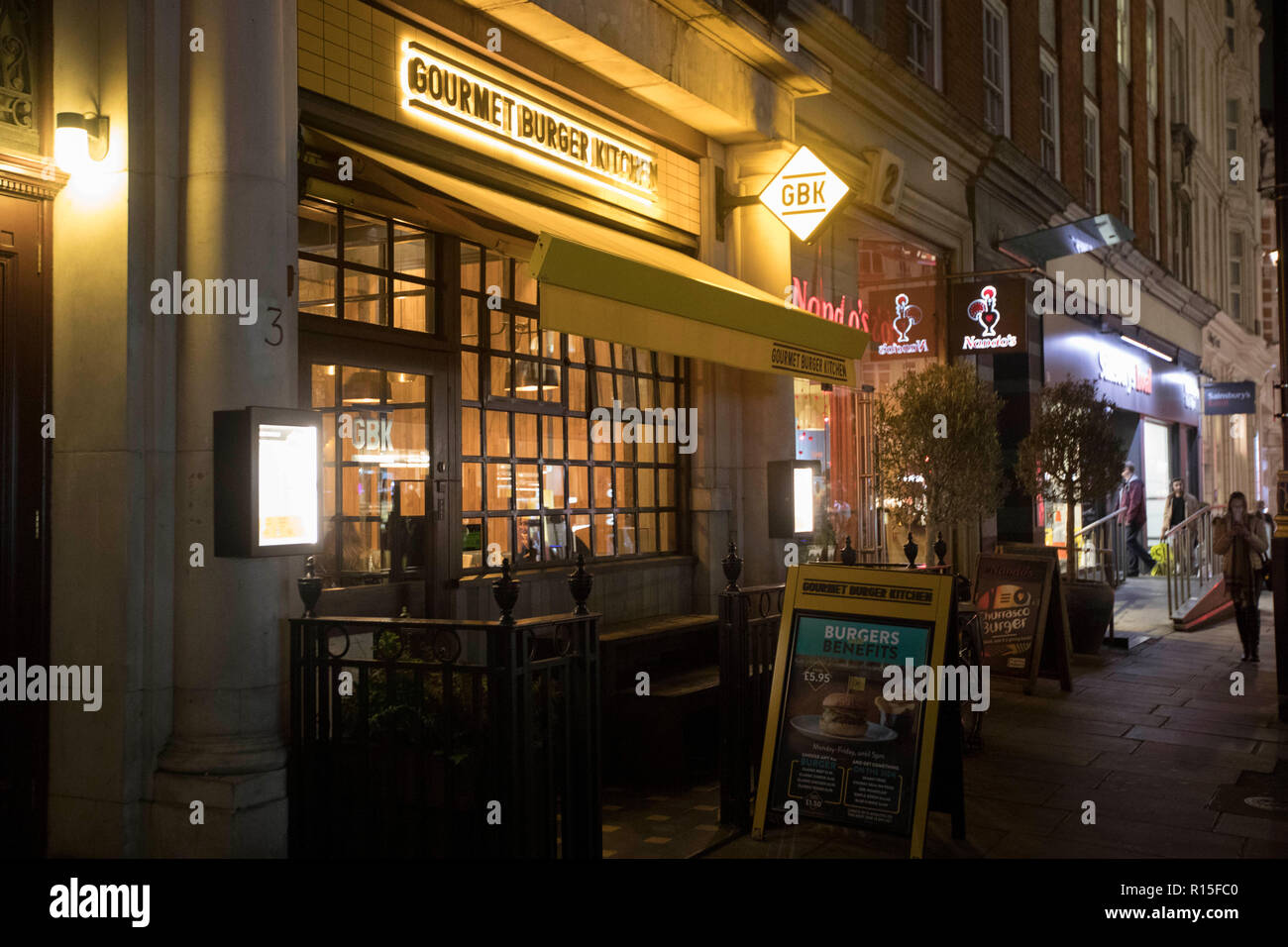 A general view of Gourmet Burger Kitchen restaurant on Berner's Street ...