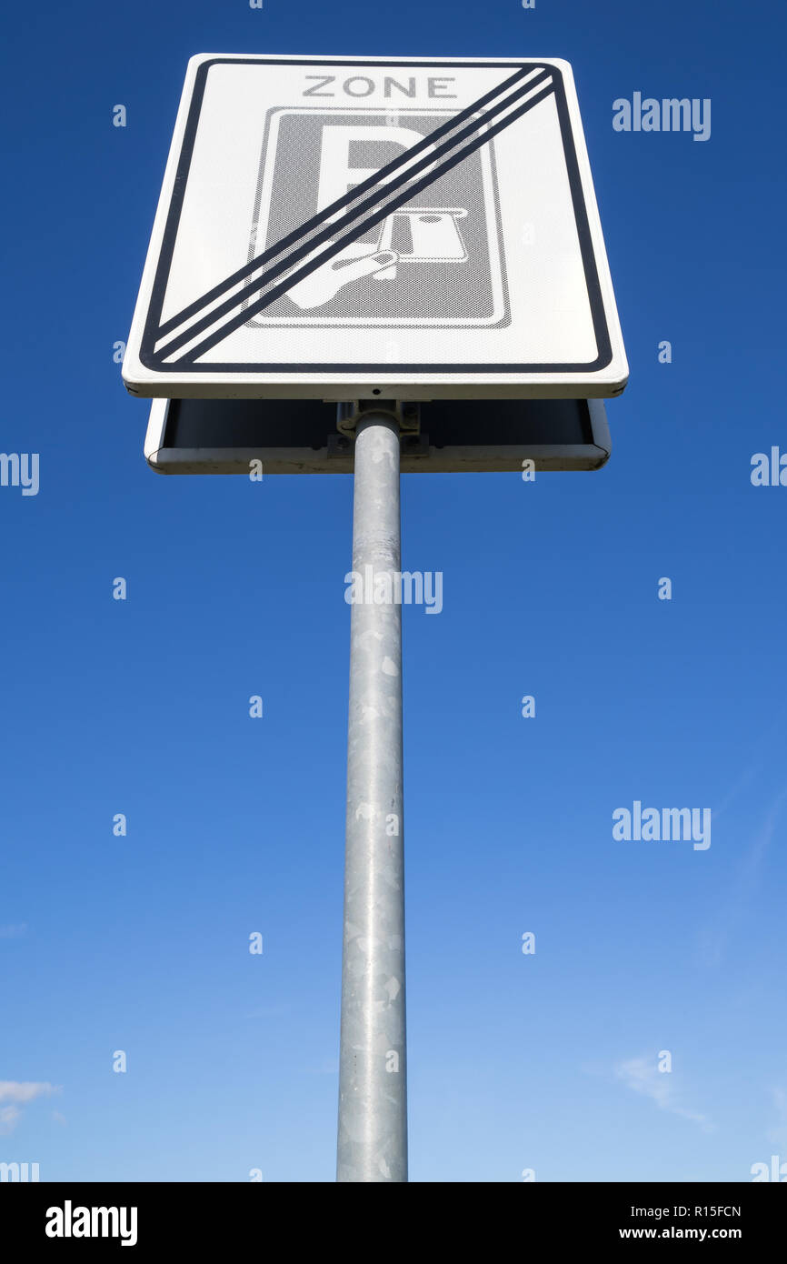 Dutch road sign: end of a toll ticket parking zone Stock Photo - Alamy