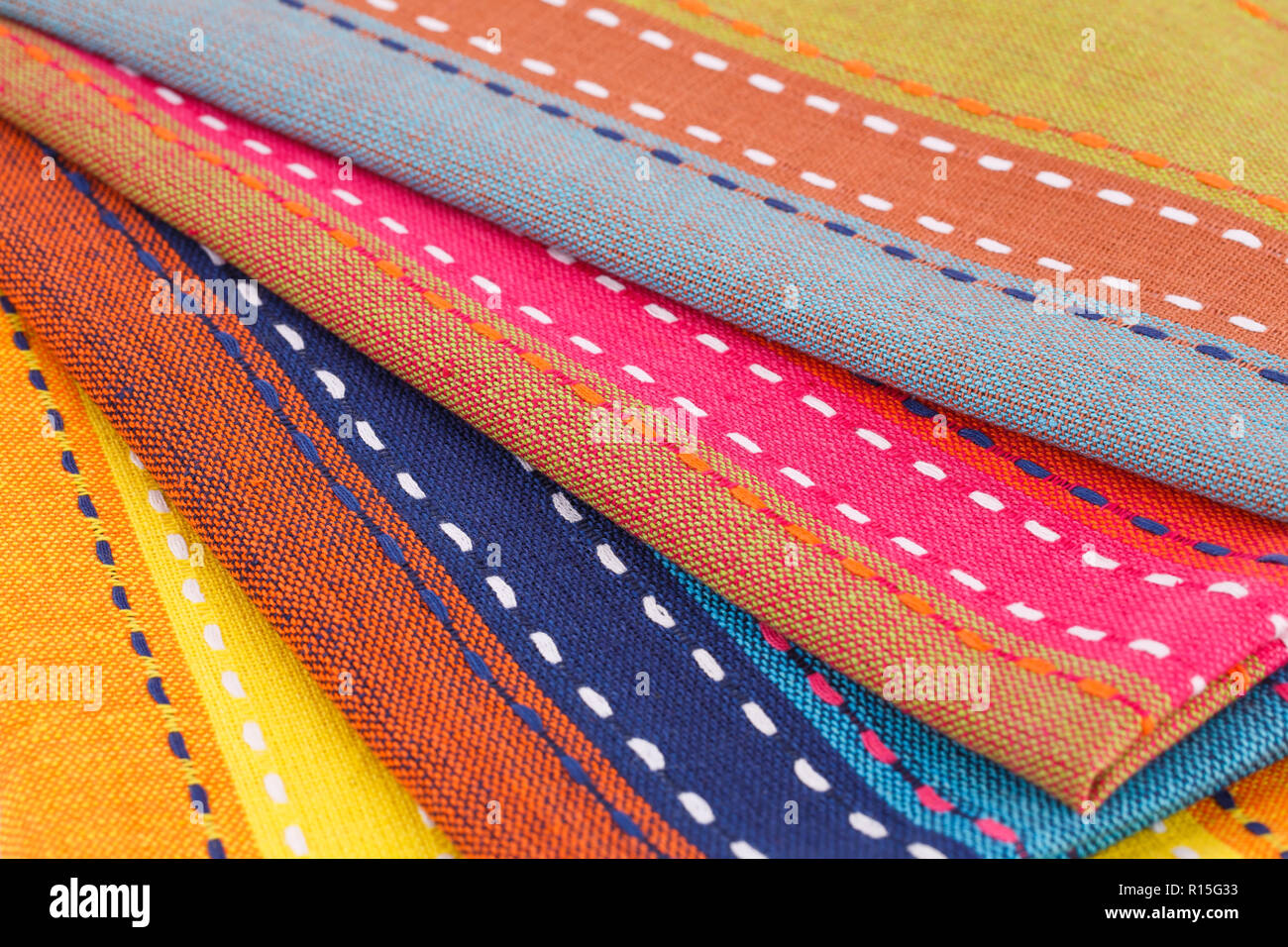 Colorful kitchen towels closeup picture Stock Photo - Alamy