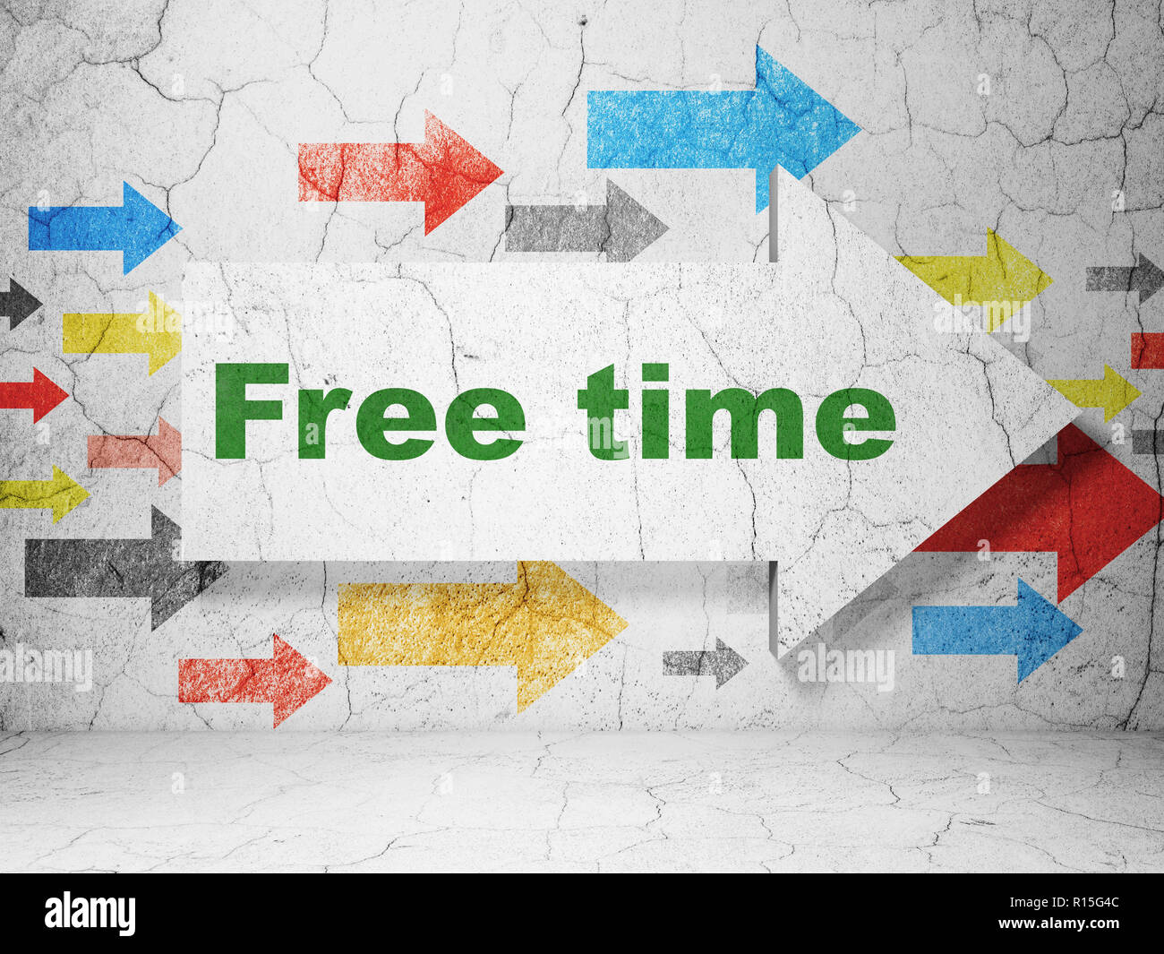 Time concept: arrow with Free Time on grunge wall background Stock ...