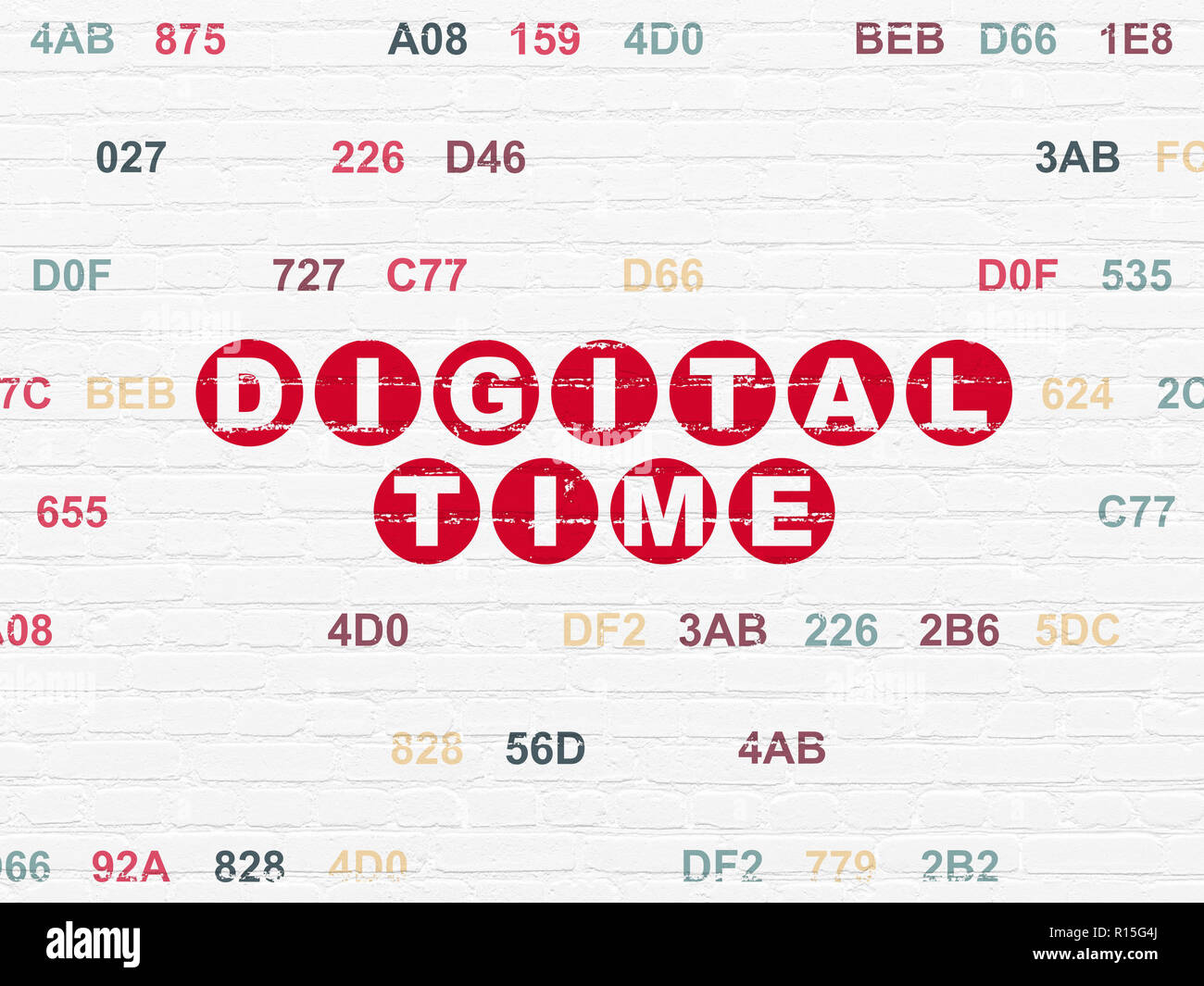 Timeline concept: Digital Time on wall background Stock Photo - Alamy