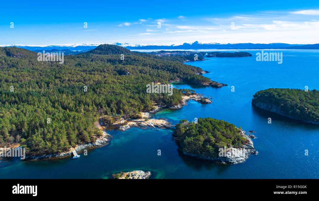 Aerial fjord view near Os village. Bergen, Norway Stock Photo - Alamy